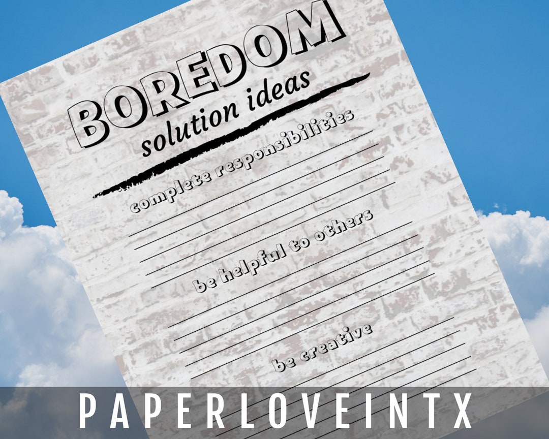 Boredom Solutions Printable for Tweens and Teens 8.5x11" Letter Size ...