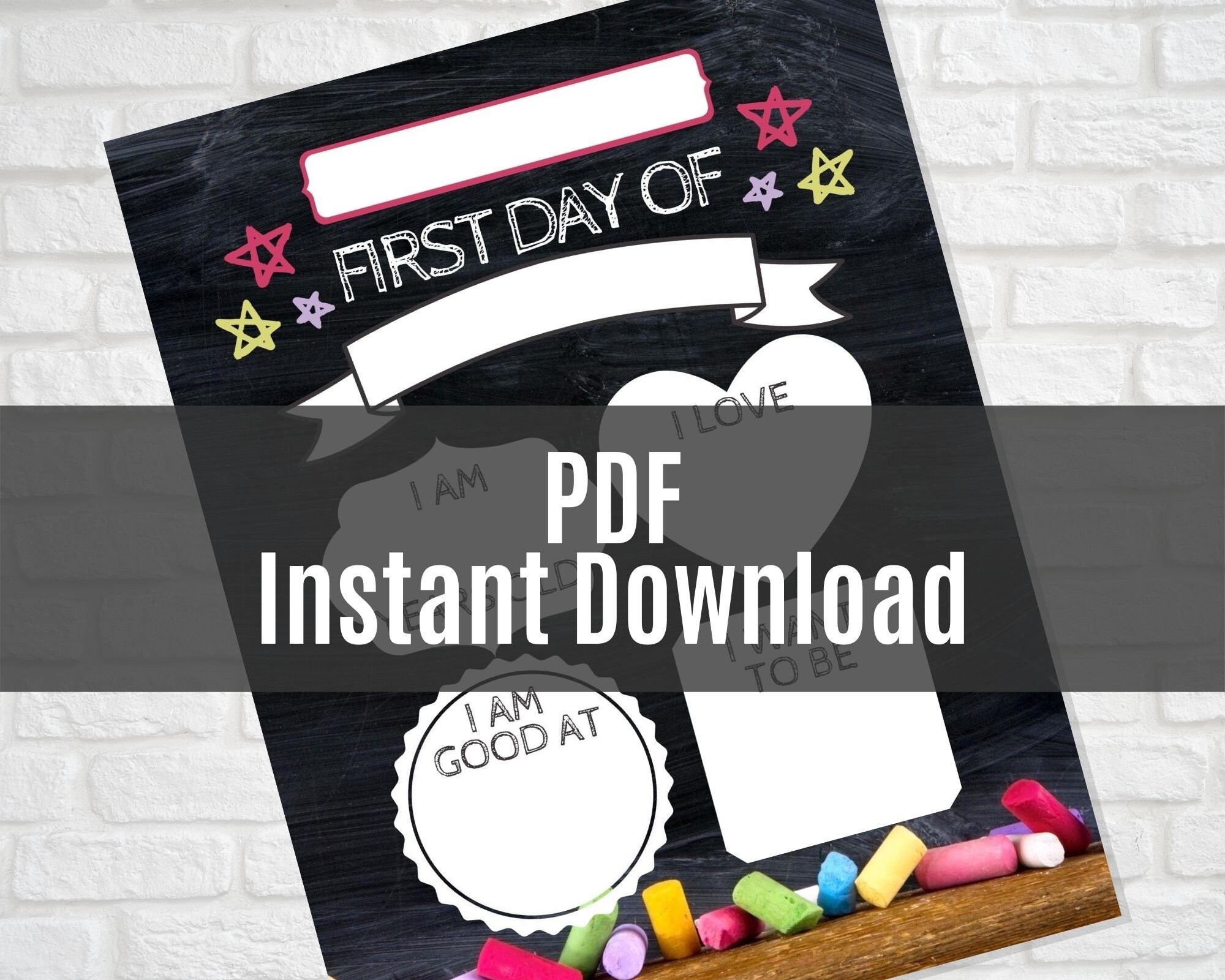 First Day of School Printable Sign With Chalkboard Design PDF Digital ...