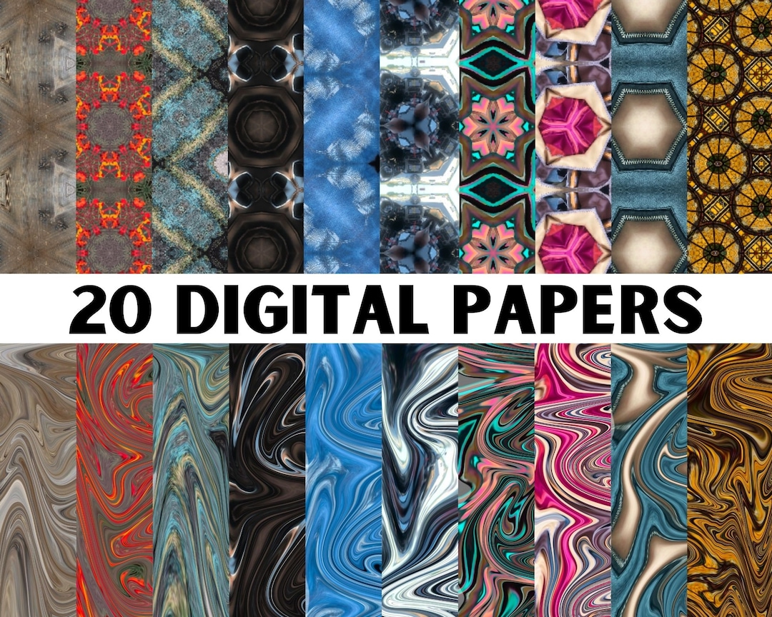 20 BOHO Digital Papers With Kaleidoscope and Marble Coordinating ...