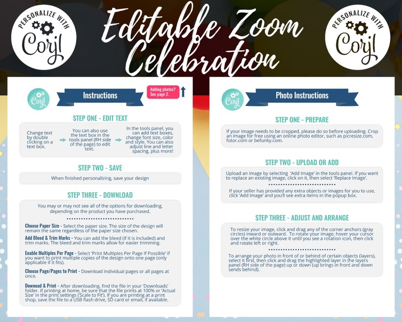 Editable Zoom Background for Celebrations, Virtual Birthday Party ...