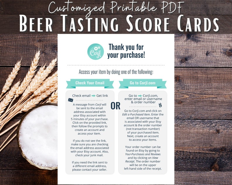 Editable Beer Tasting Score Card Printable PDF 8.5x11" and 8x10" for 10 ...