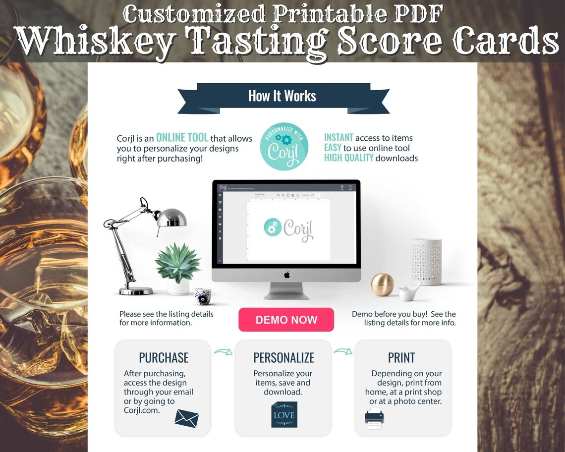 Editable Whiskey Tasting Score Card Printable PDF 8.5x11 and 8x10 for ...