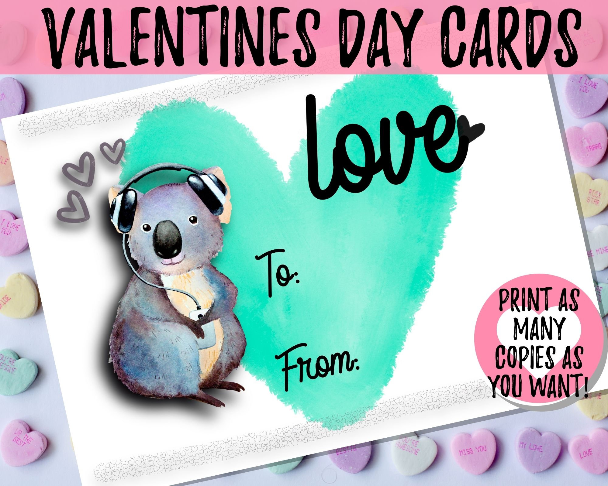 Printable Valentine's Day Cards and Stickers With Editable to and From ...