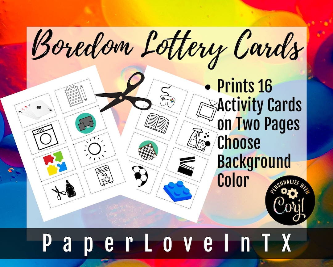 Editable Boredom Lottery Cards Printable PDF Letter Size - Etsy