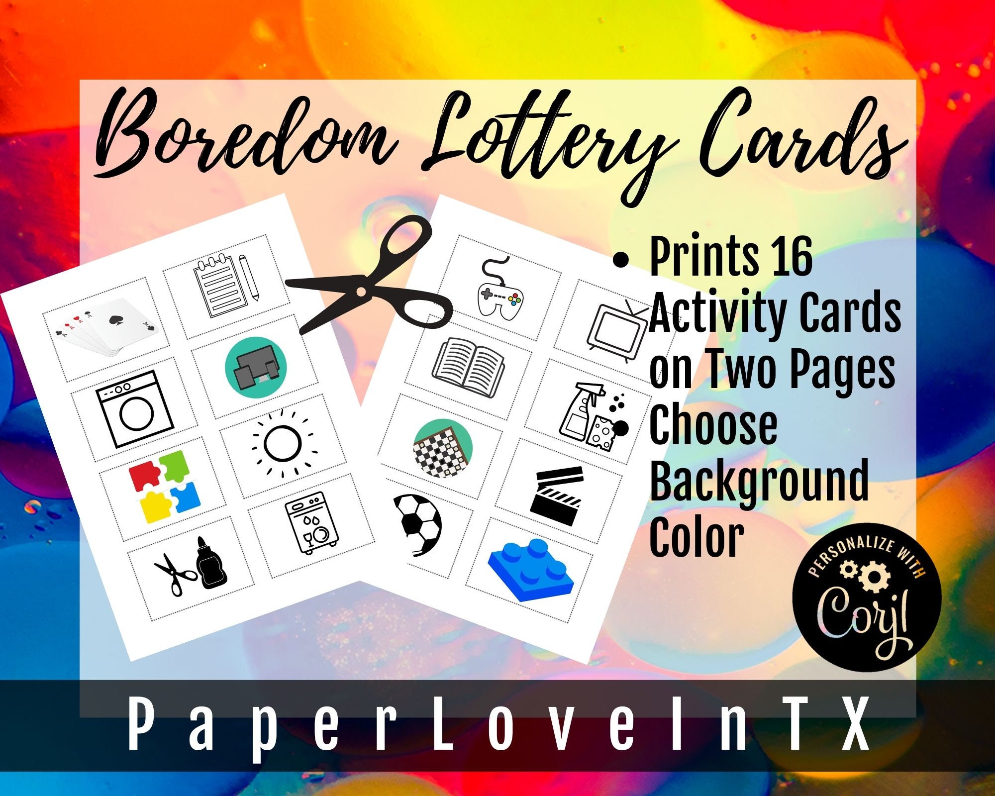 Editable Boredom Lottery Cards Printable PDF Letter Size - Etsy