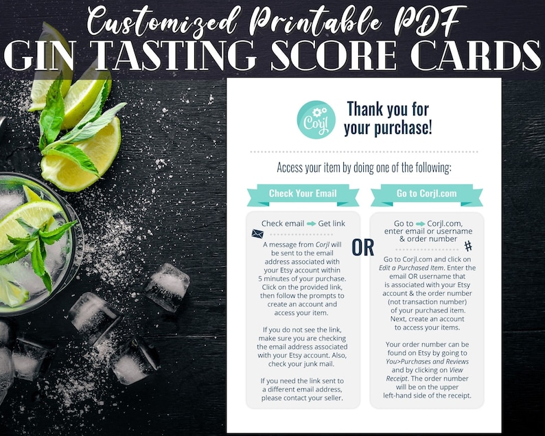 Editable Gin Tasting Score Card Printable PDF Digital Download 8.5x11 ...