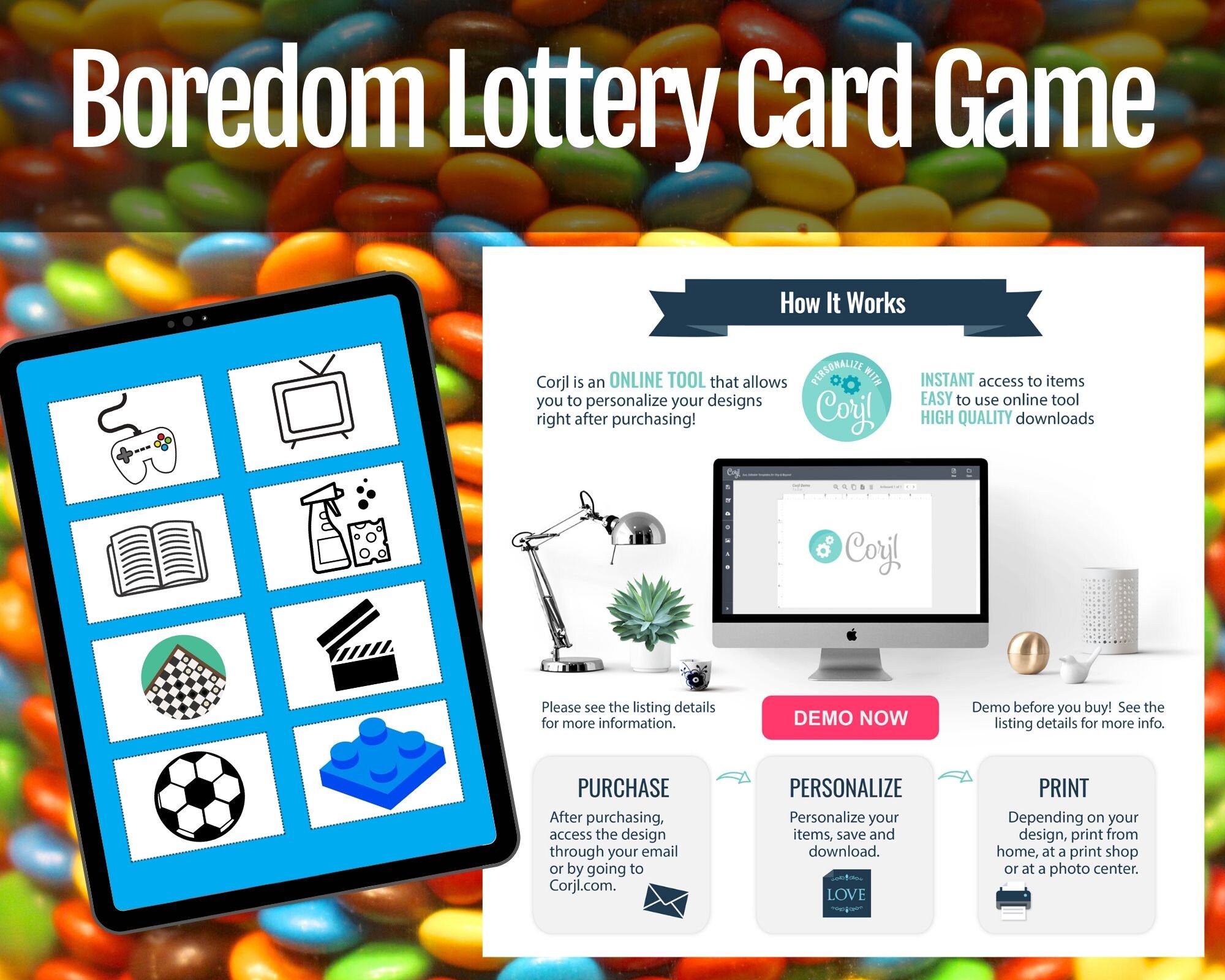 Editable Boredom Lottery Cards Printable PDF Letter Size - Etsy