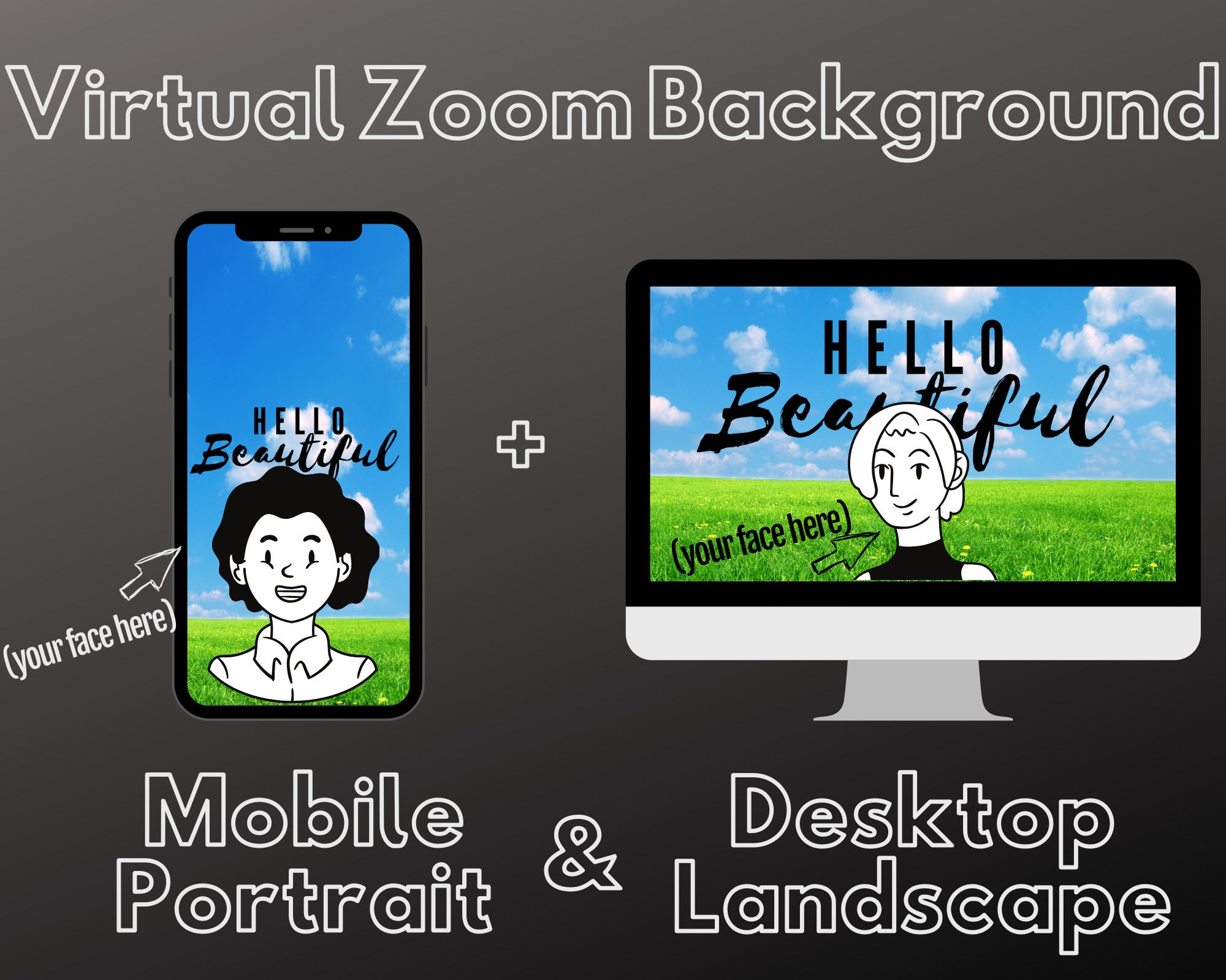 Hello Beautiful Virtual Background for Zoom Video Conferencing - Etsy
