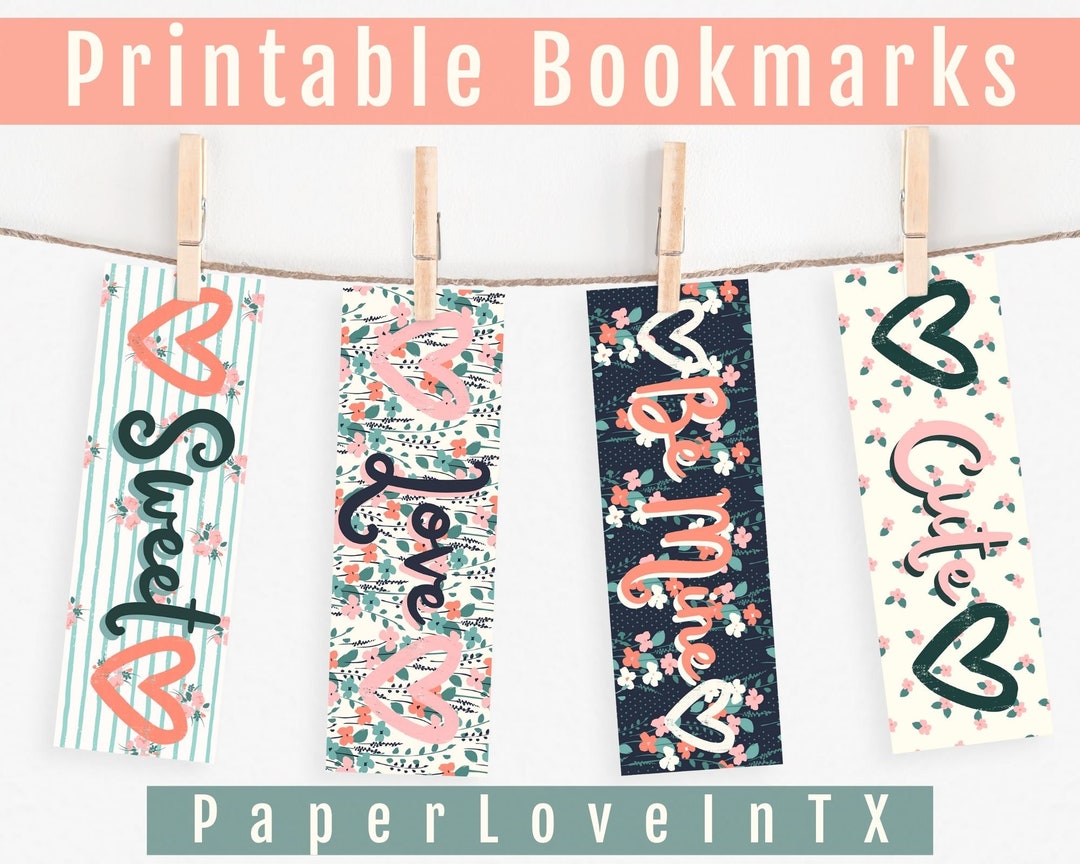 Printable Valentines Bookmarks With Retro Floral Theme Cute, Sweet ...