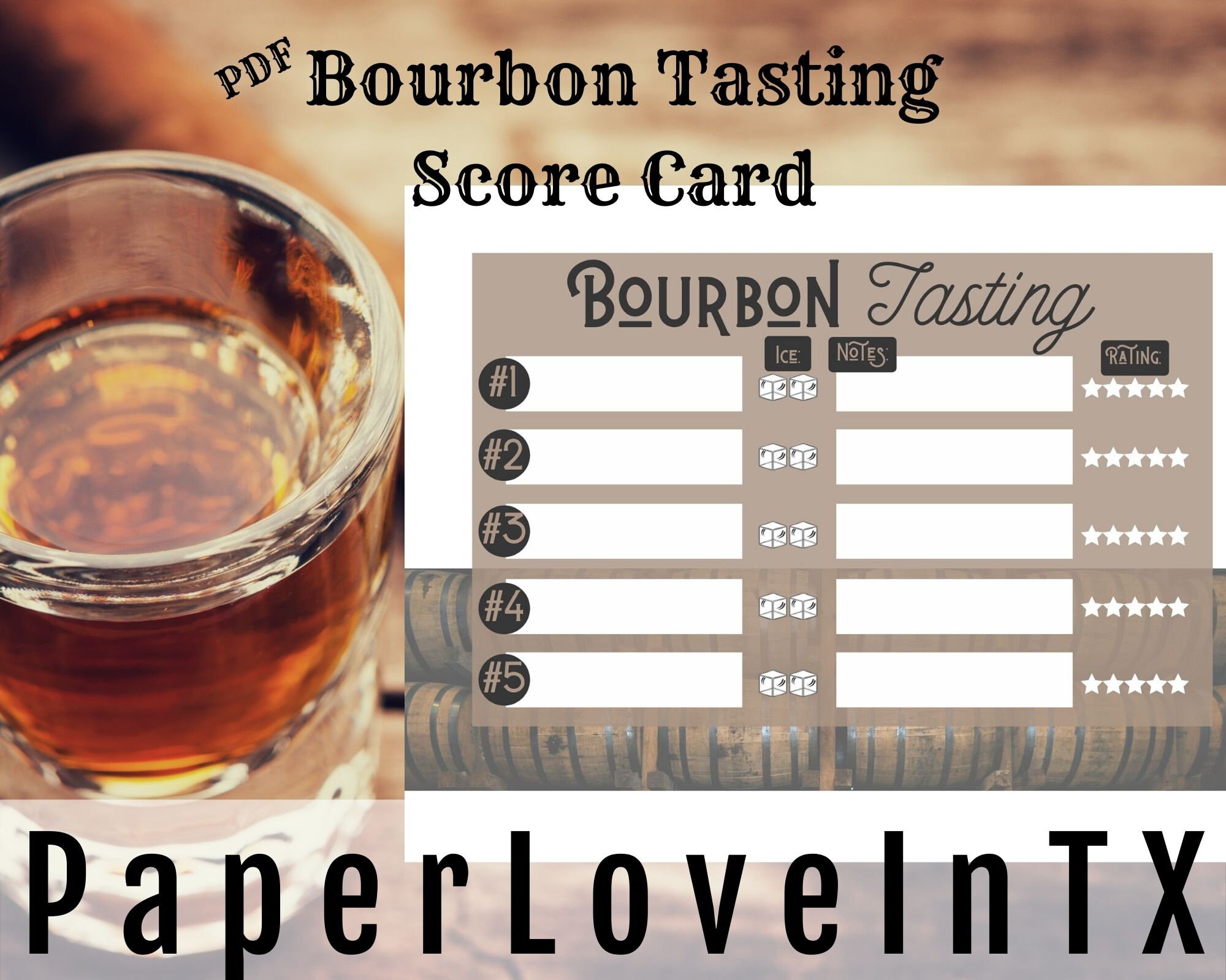 Editable Bourbon Tasting Score Card Printable PDF 8.5x11 - Etsy UK