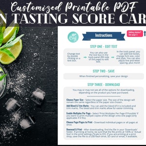 Editable Gin Tasting Score Card Printable PDF Digital Download 8.5x11 ...