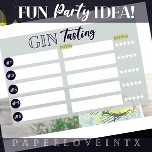 Gin Tasting Score Card Printable PDF Digital Download 8.5x11" and 8x10 ...