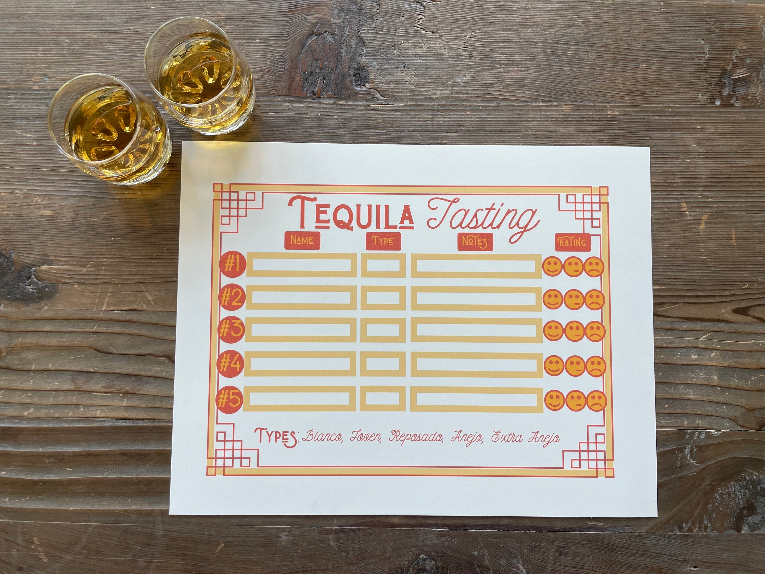Editable Tequila Tasting Score Card Printable PDF 8x10" and 8.5x11" for ...