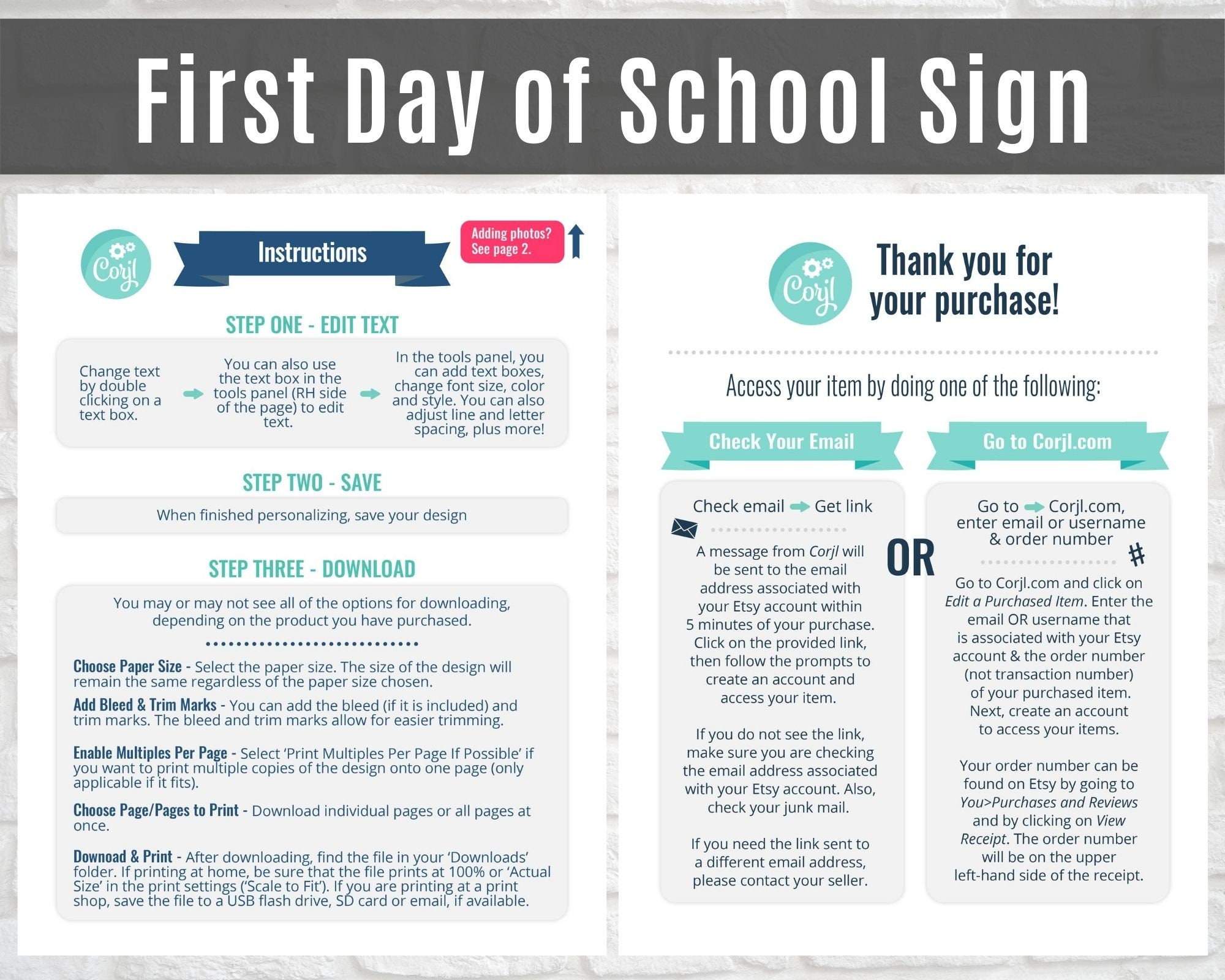 EDITABLE First Day of School Printable Sign With Chalkboard Design PDF ...