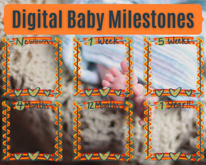 Digital Baby Milestones Frame Templates for Instagram Posts for Newborn ...