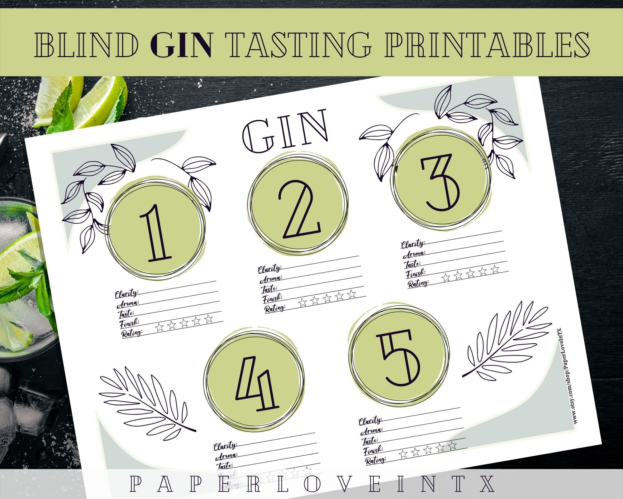 Blind Gin Tasting Printable Party Pack Pdfs, Framable Welcome Sign ...