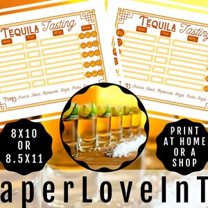 Editable Tequila Tasting Score Card Printable PDF 8x10" and 8.5x11" for ...