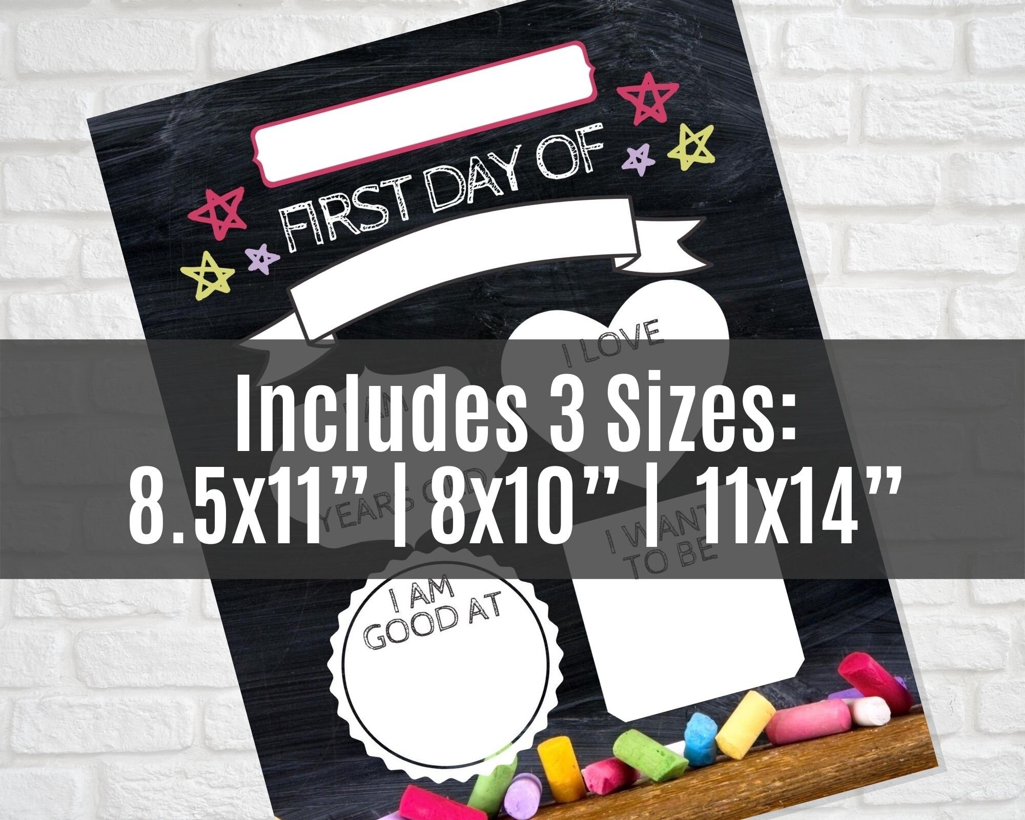 First Day of School Printable Sign With Chalkboard Design PDF Digital ...