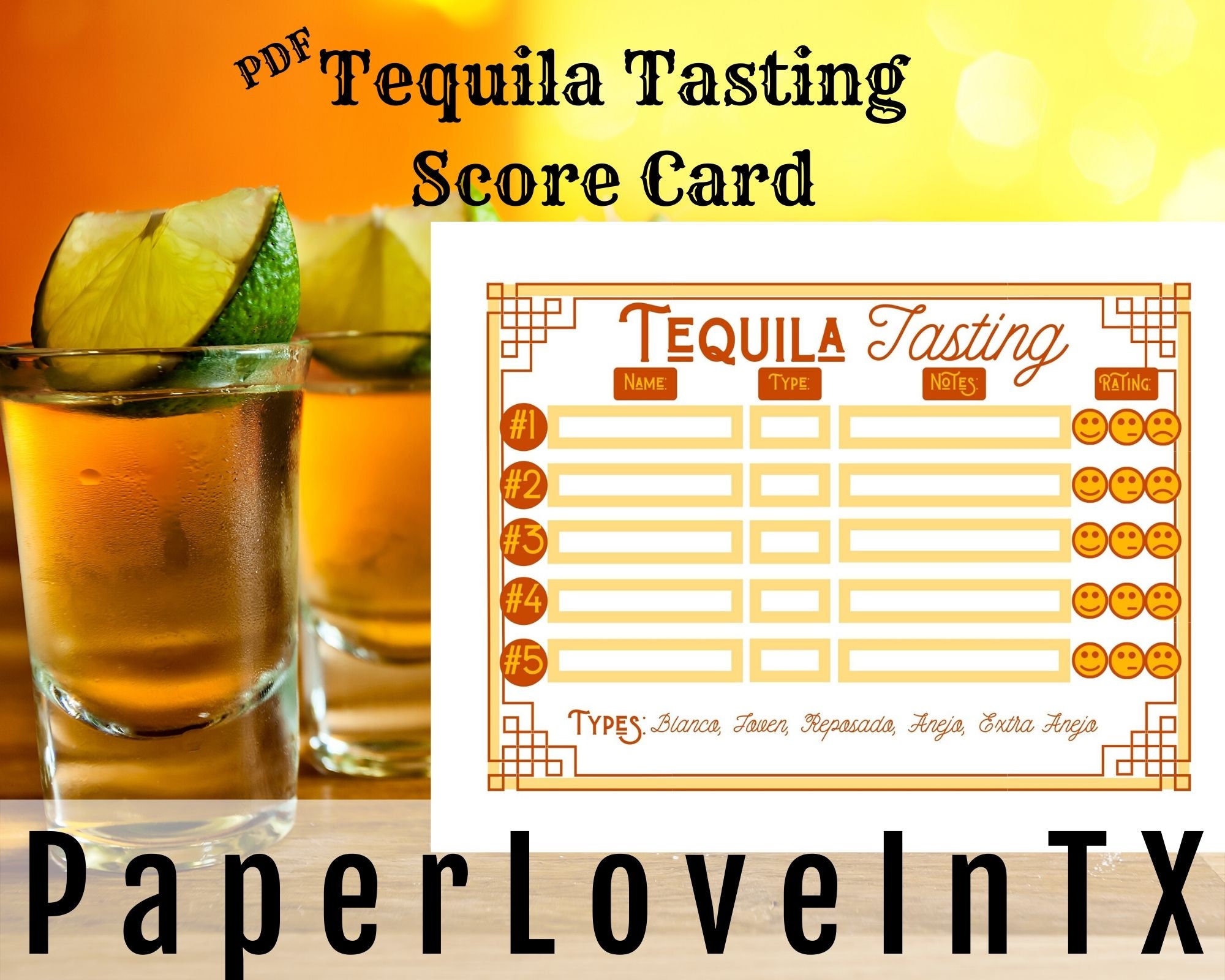 Tequila Tasting Score Card - Etsy