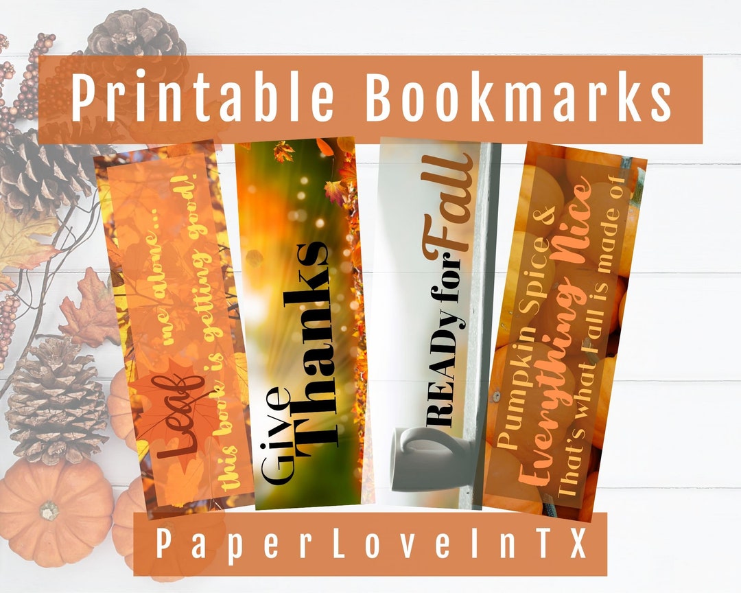 Printable Bookmarks With Fall Autumn Theme With Leaves, Gratitude ...