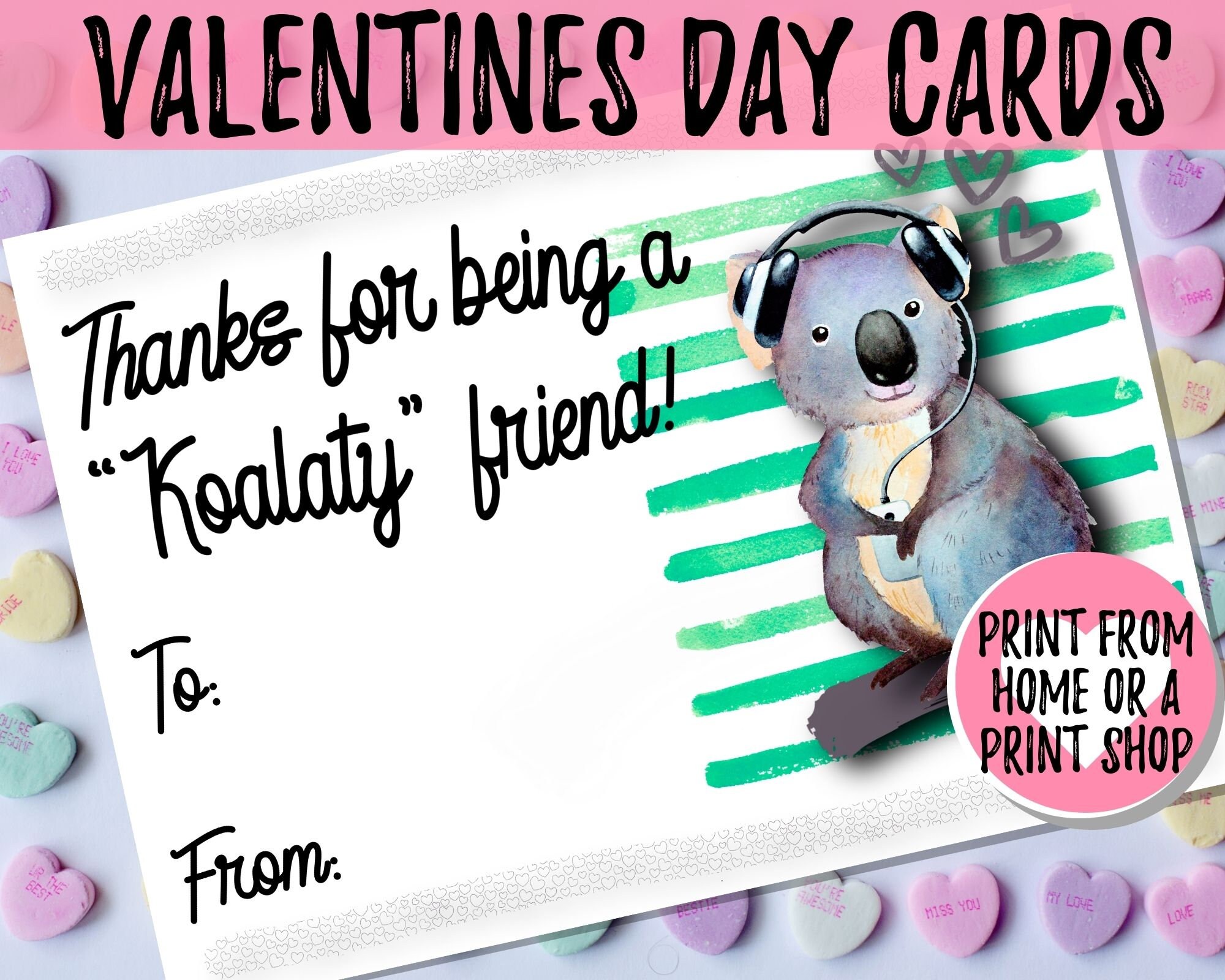 Printable Valentine's Day Cards and Stickers With Editable to and From ...