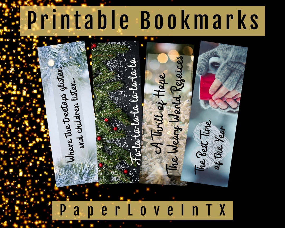 Printable Bookmarks Christmas Carol Theme With Lyrics and Winter Photo ...