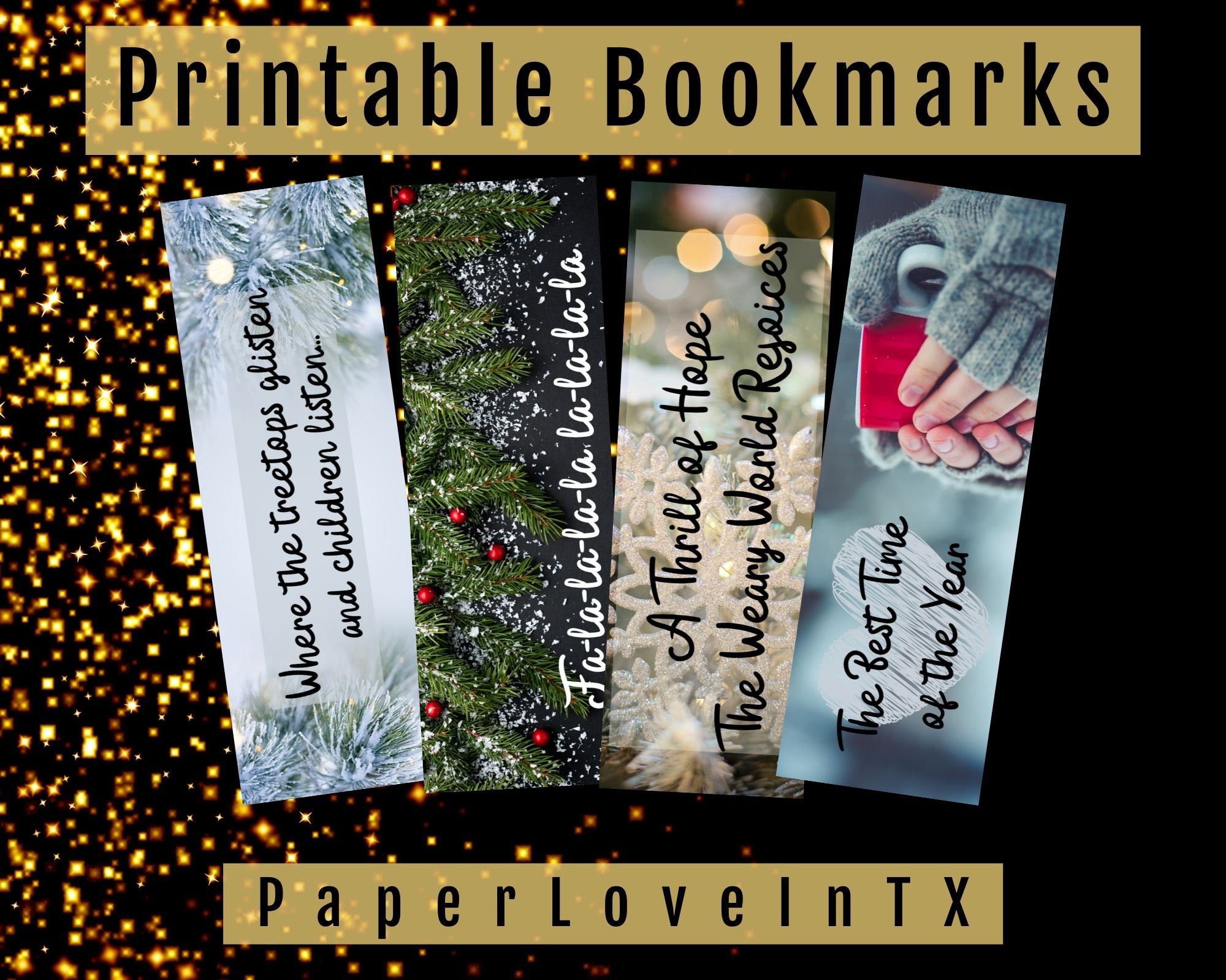 Printable Bookmarks Christmas Carol Theme With Lyrics and Winter Photo ...
