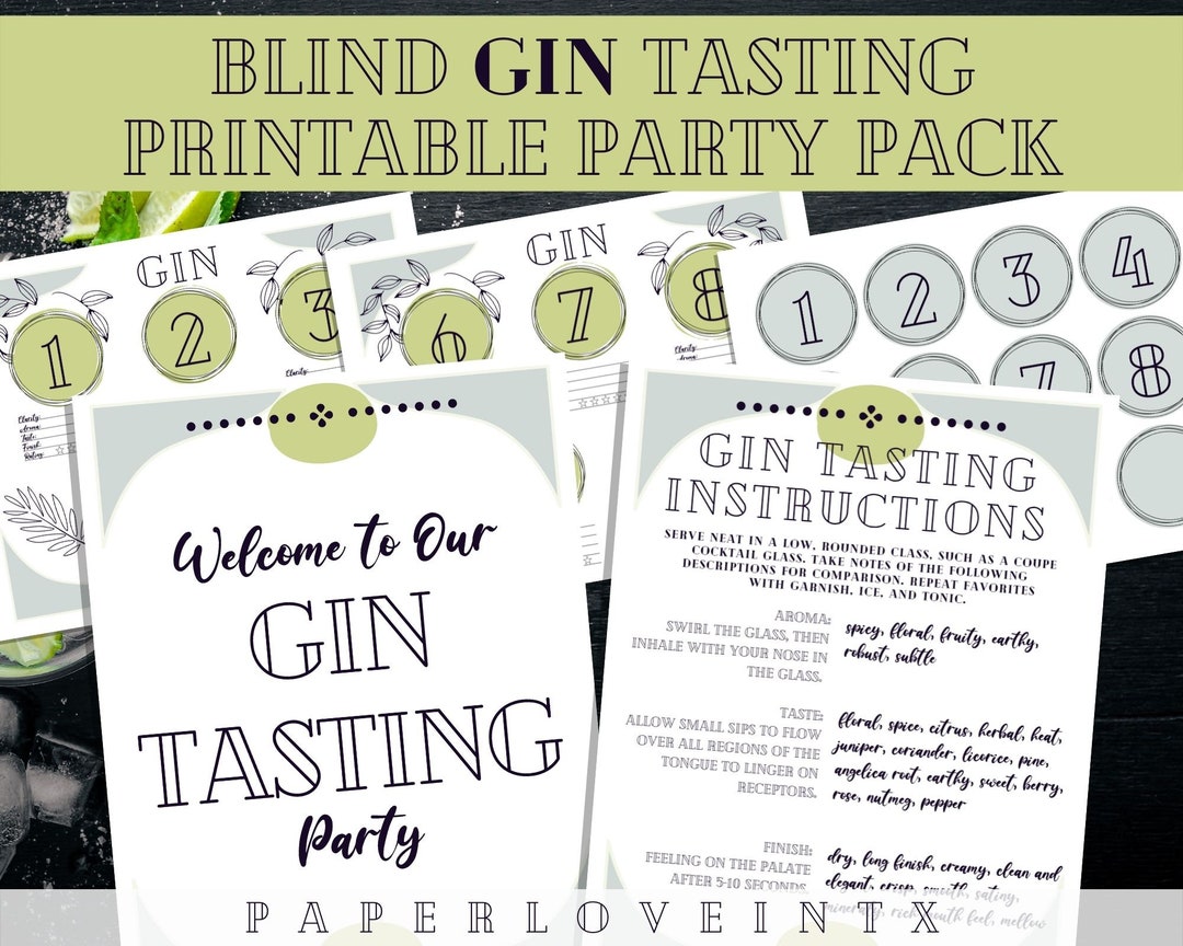 Blind Gin Tasting Printable Party Pack Pdfs, Framable Welcome Sign ...
