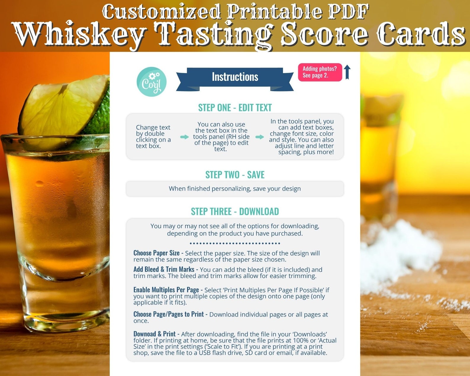 Editable Tequila Tasting Score Card Printable PDF 8x10" and 8.5x11" for ...