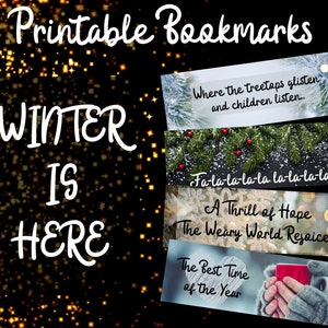 Printable Bookmarks Christmas Carol Theme With Lyrics and Winter Photo ...