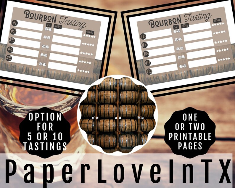 Editable Bourbon Tasting Score Card Printable PDF 8.5x11" and 8x10" for ...