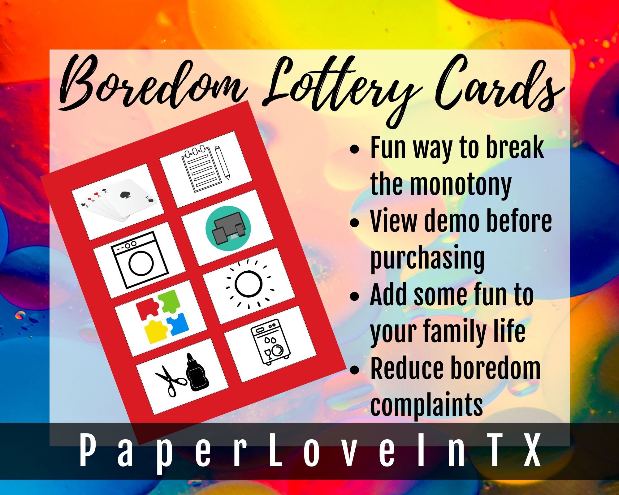Editable Boredom Lottery Cards Printable PDF Letter Size - Etsy