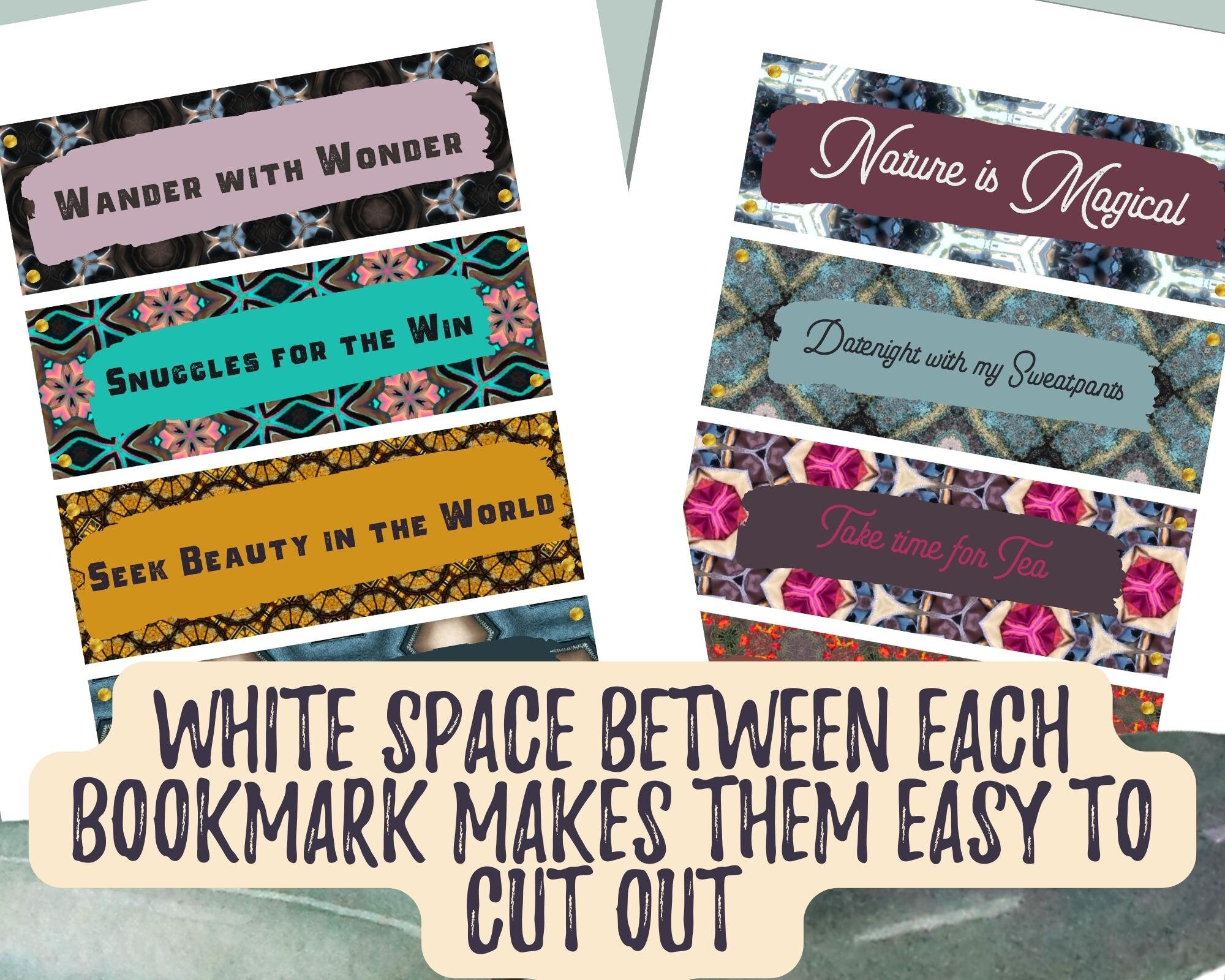 Bookmark Printable Pdfs With Self-care Stress Relief Phrases, 8 Designs ...