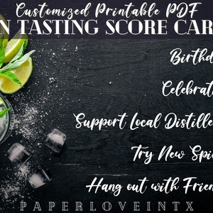 Editable Gin Tasting Score Card Printable PDF Digital Download 8.5x11 ...