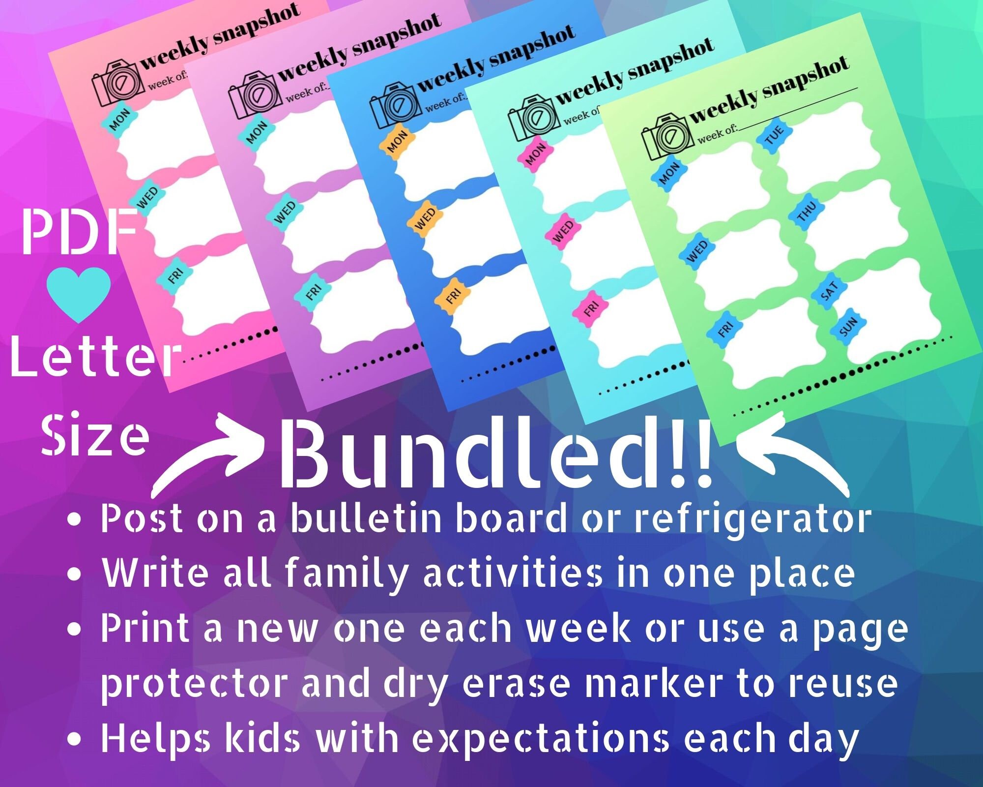 Weekly Snapshot Family Planner Printable Bundle - Etsy