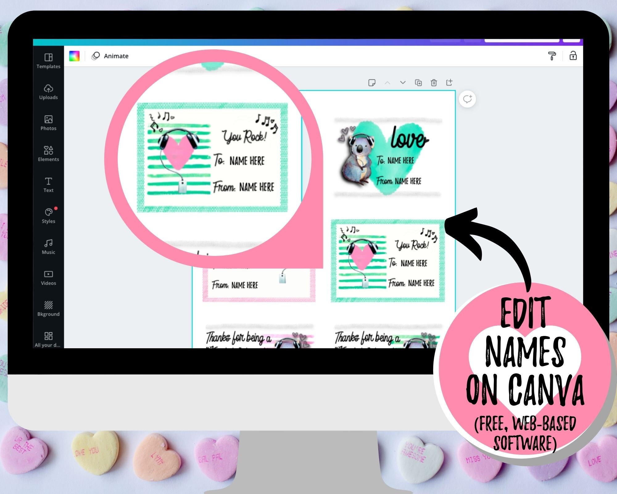 Printable Valentine's Day Cards and Stickers With Editable to and From ...