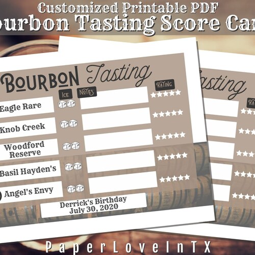 Editable Bourbon Tasting Score Card Printable PDF 8.5x11 - Etsy