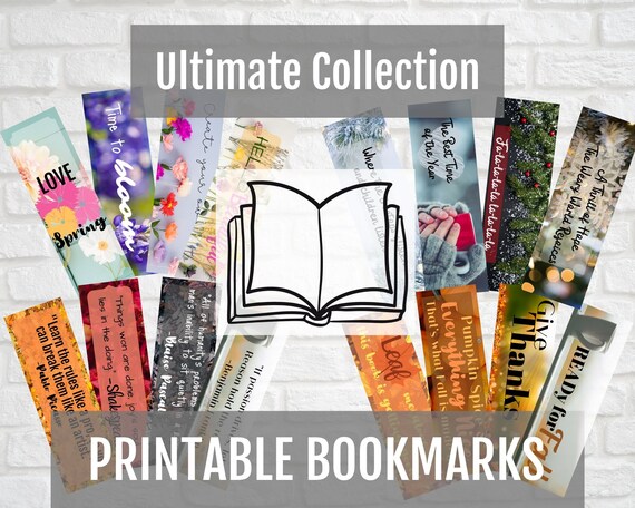 Printable Bookmark Collection 4 Page Bundle Letter Size | Etsy