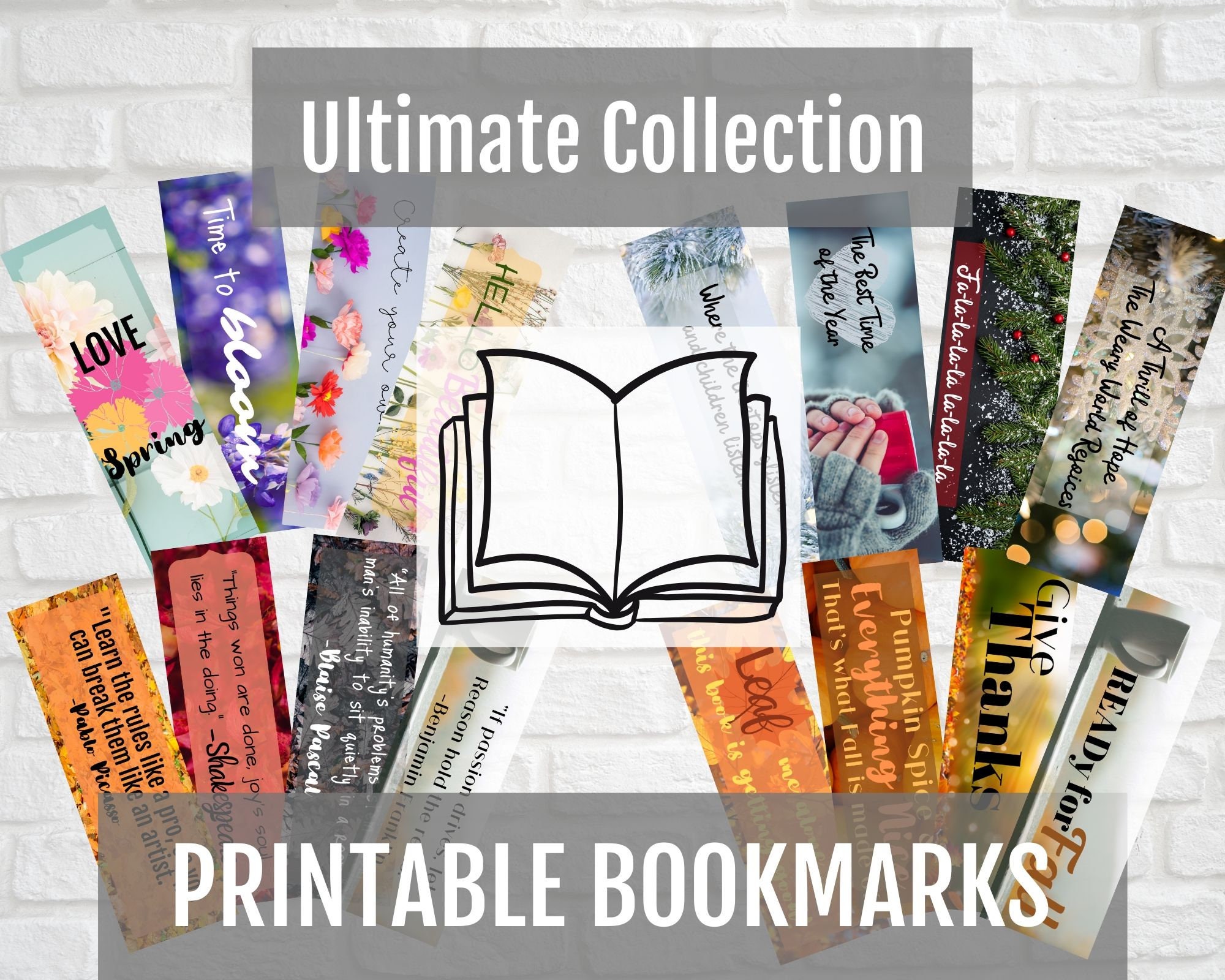 Printable Bookmark Collection 4 Page Bundle Letter Size 2-sided Pdfs - Etsy