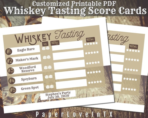 Editable Whiskey Tasting Score Card Printable PDF 8.5x11 | Etsy