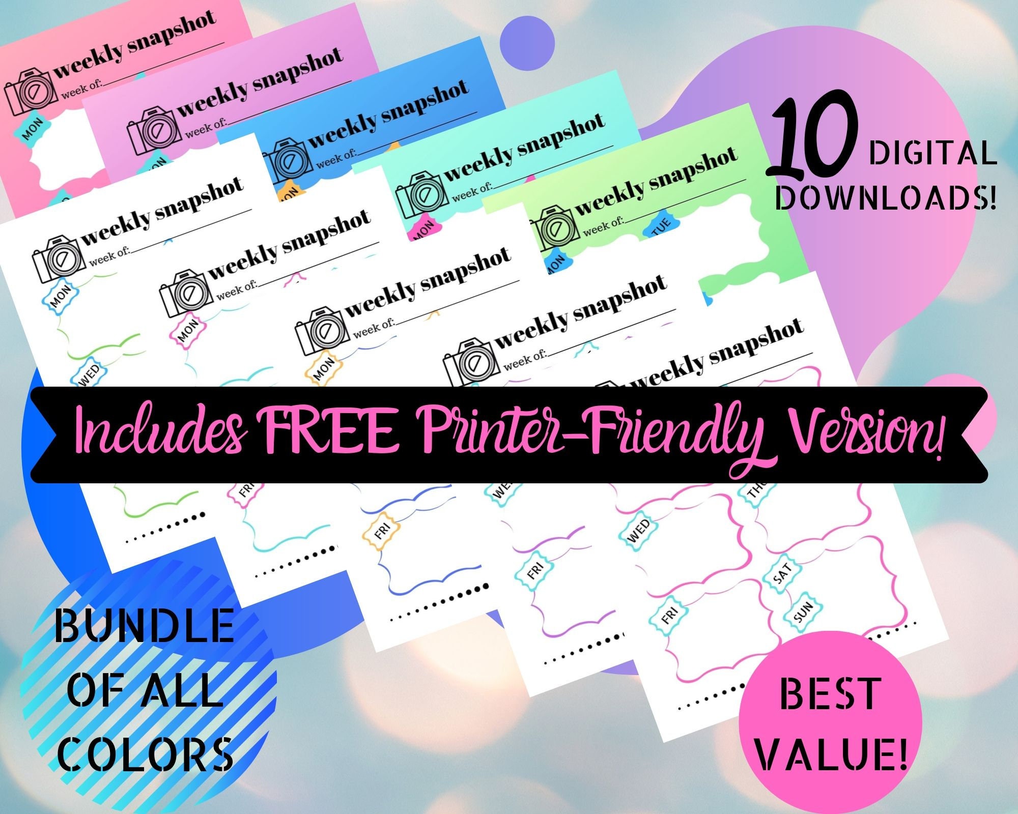 Weekly Snapshot Family Planner Printable Bundle - Etsy