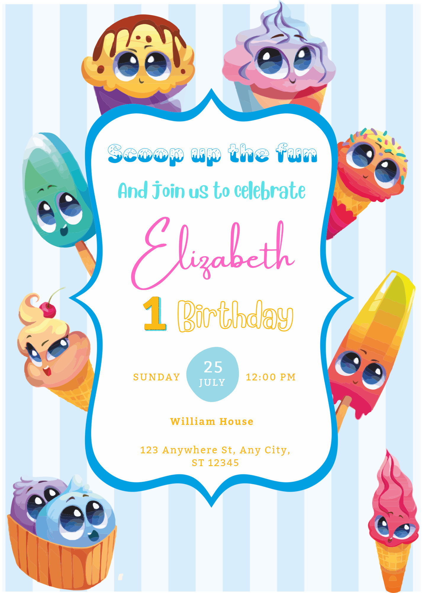 Editable Ice Cream Invitation Ice Cream Birthday Invitation - Etsy Canada