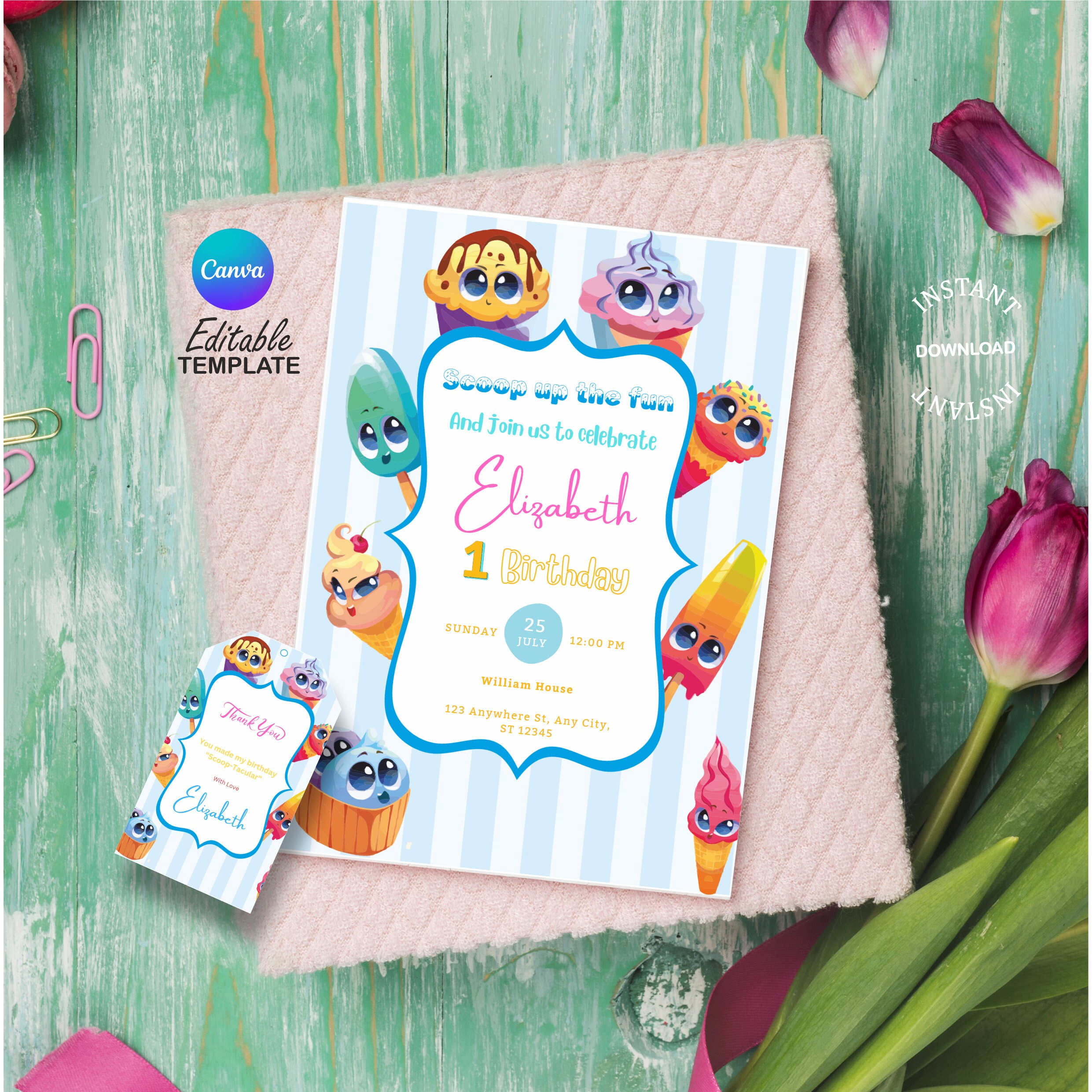 Editable Ice Cream Invitation Ice Cream Birthday Invitation - Etsy Canada