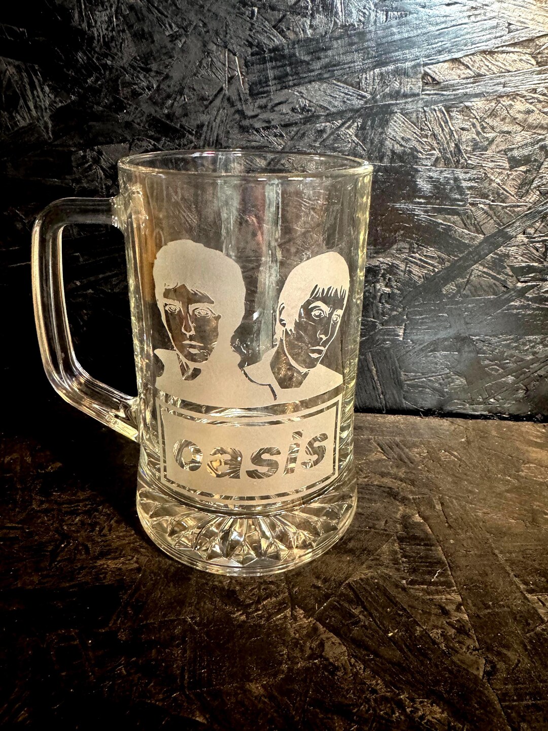 Oasis Etched Pint Tankard Crystal Glass - Etsy
