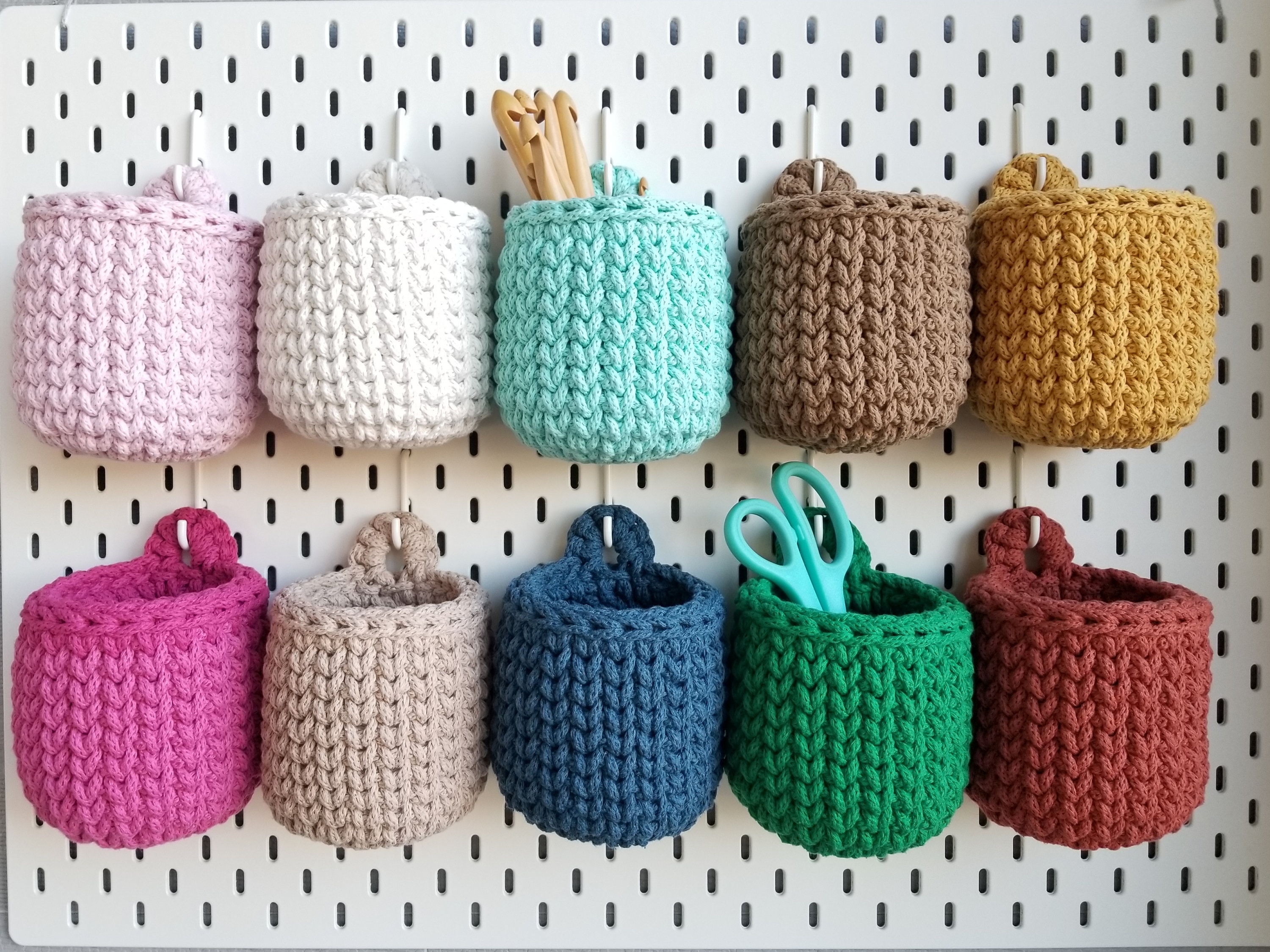 Mini Hanging Basket, Desk Organizer, SKÅDIS Crocheted Board Baskets ...