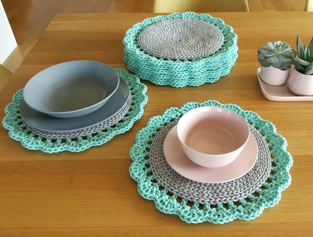 Crochet Handmade Table Mats Knitted Napkin Table Decoration - Etsy
