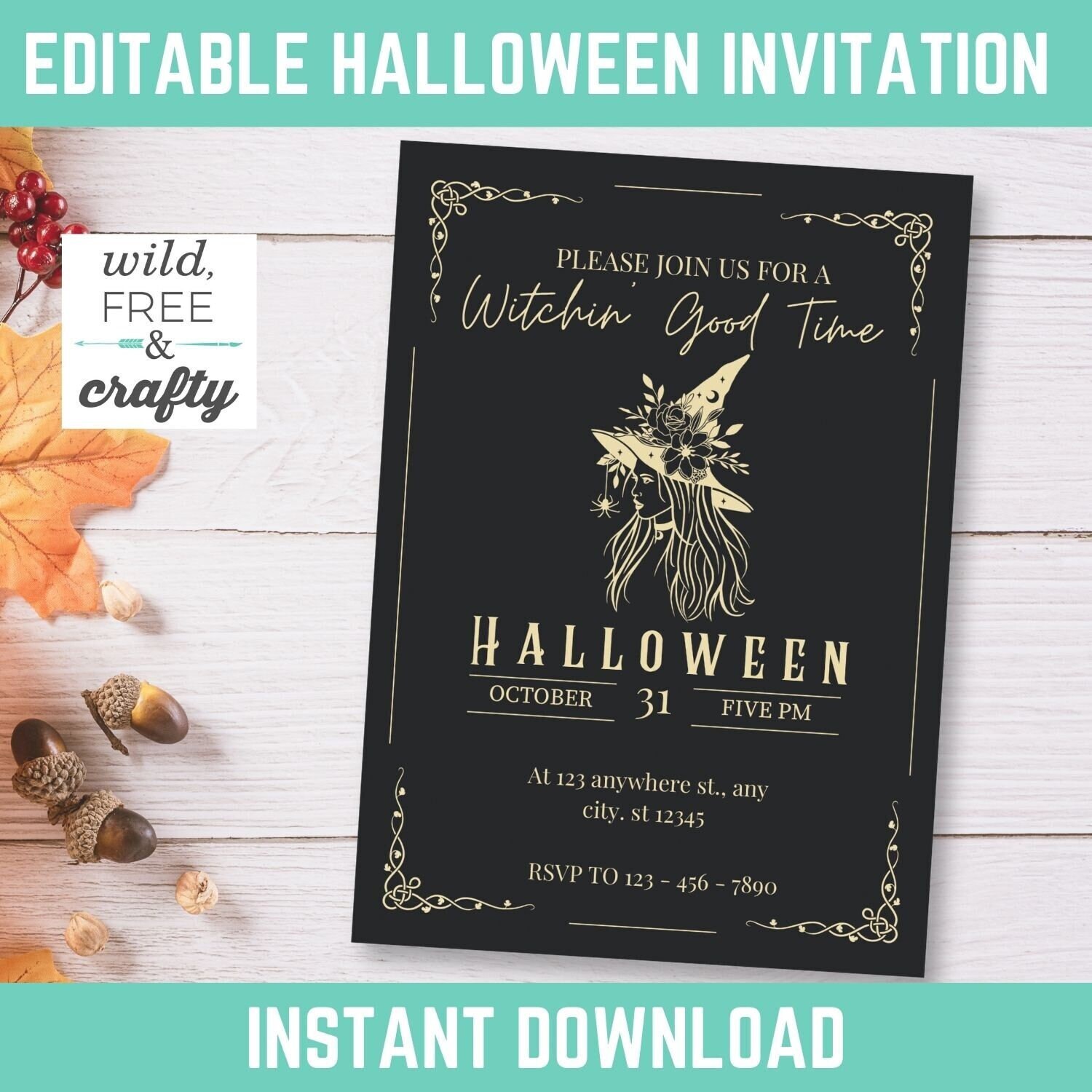 Editable Halloween Party Invitation, Printable Halloween Invitation ...