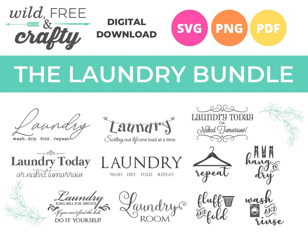 Laundry Svg Cut File, Laundry Svg Bundle, SVG Pdf Png Files, Cutting ...