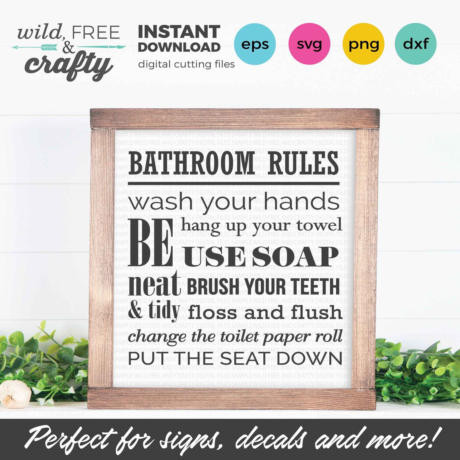 Bathroom Rules SVG, Bathroom Svg, Bathroom Sign Stencil File, SVG Dxf ...