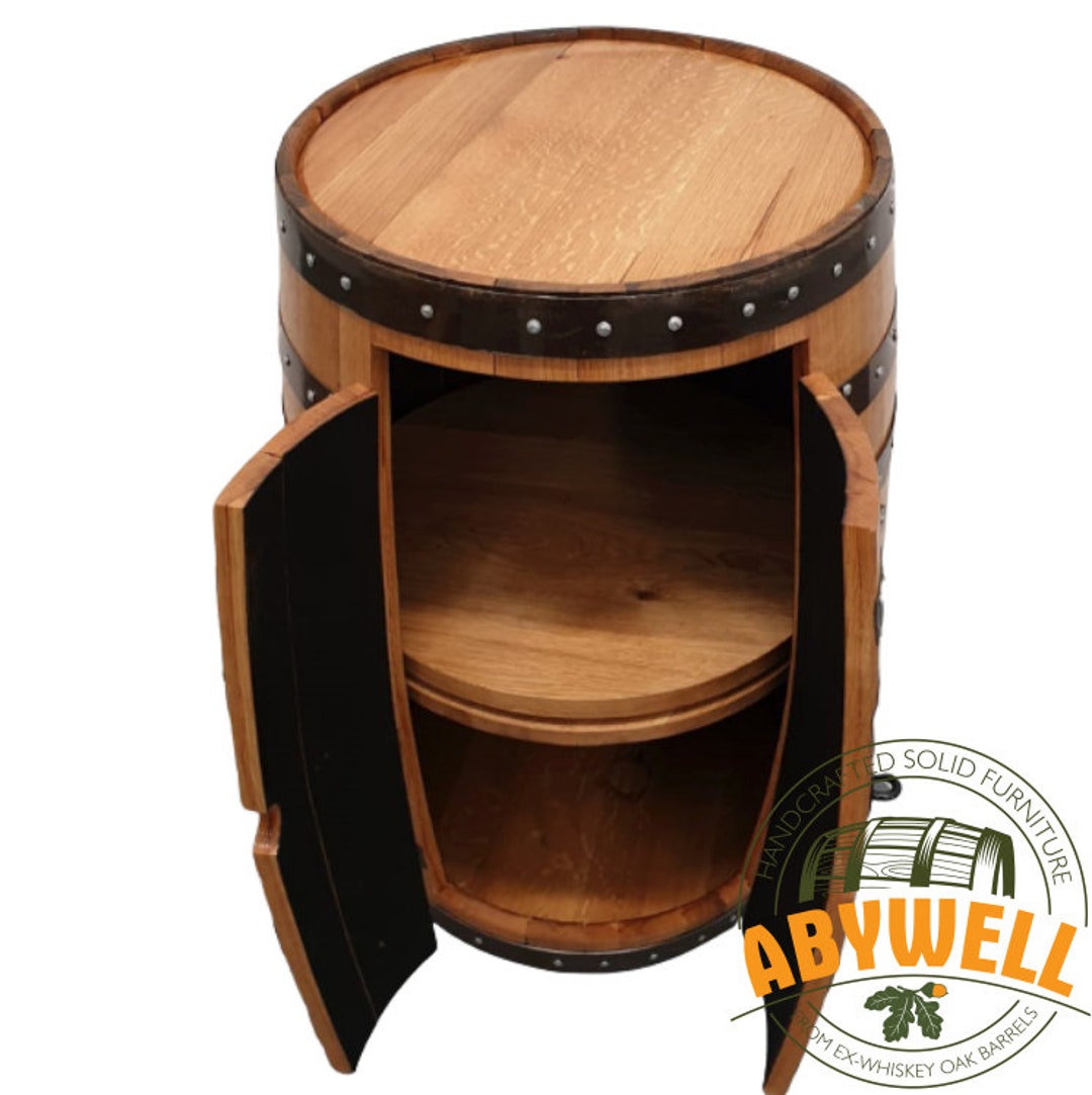 ROTATING SHELF Whisky Barrel Cabinet_oak Barrel-bar_handmade From ...